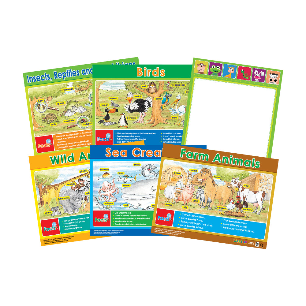 Animal Wonders (6 Wall Charts) - Educational Wall Chart Pack in Englis