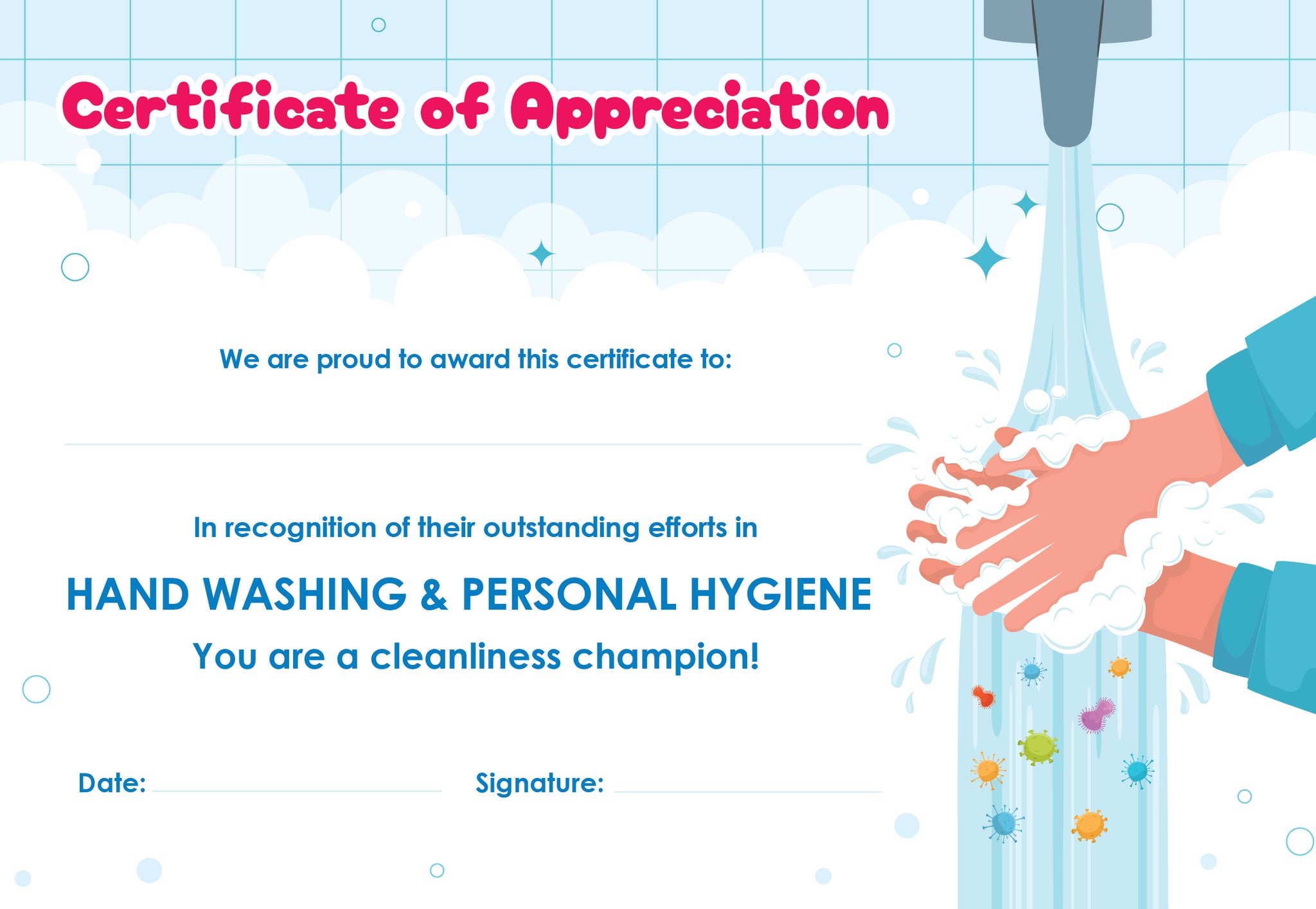 Personal Hygiene – Certificate Pad in English