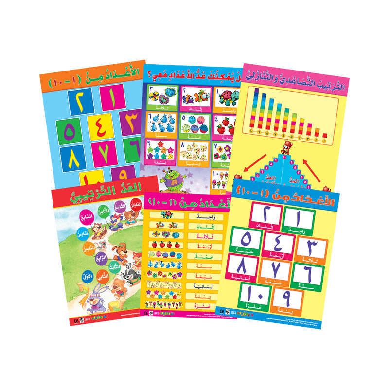 Numbers (6 Wall Charts) - Educational Wall Chart Pack in Arabic