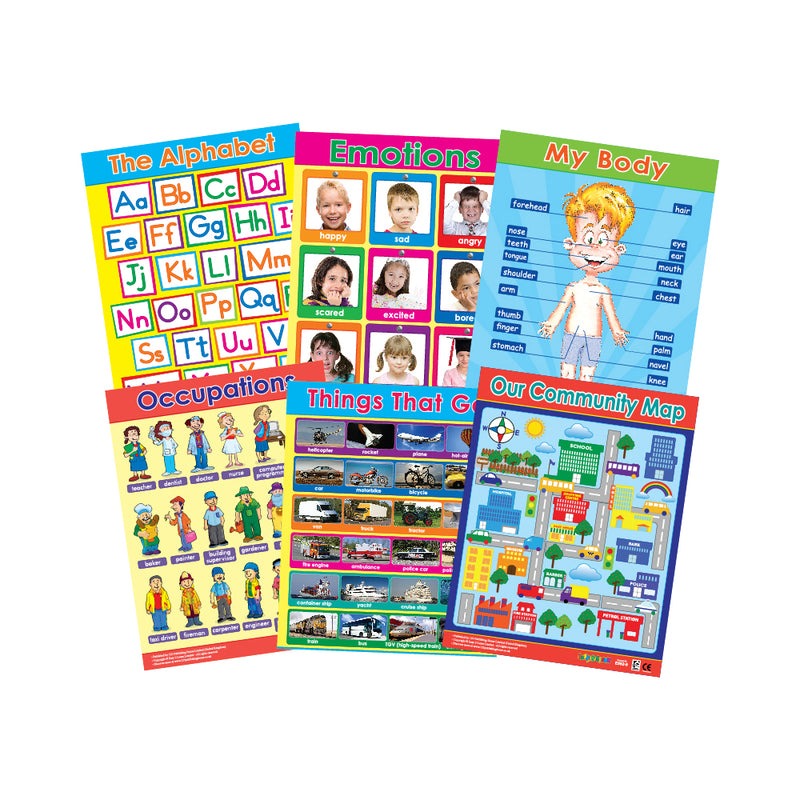 Early Learning Charts (6 Wall Charts) - Educational Wall Chart Pack in