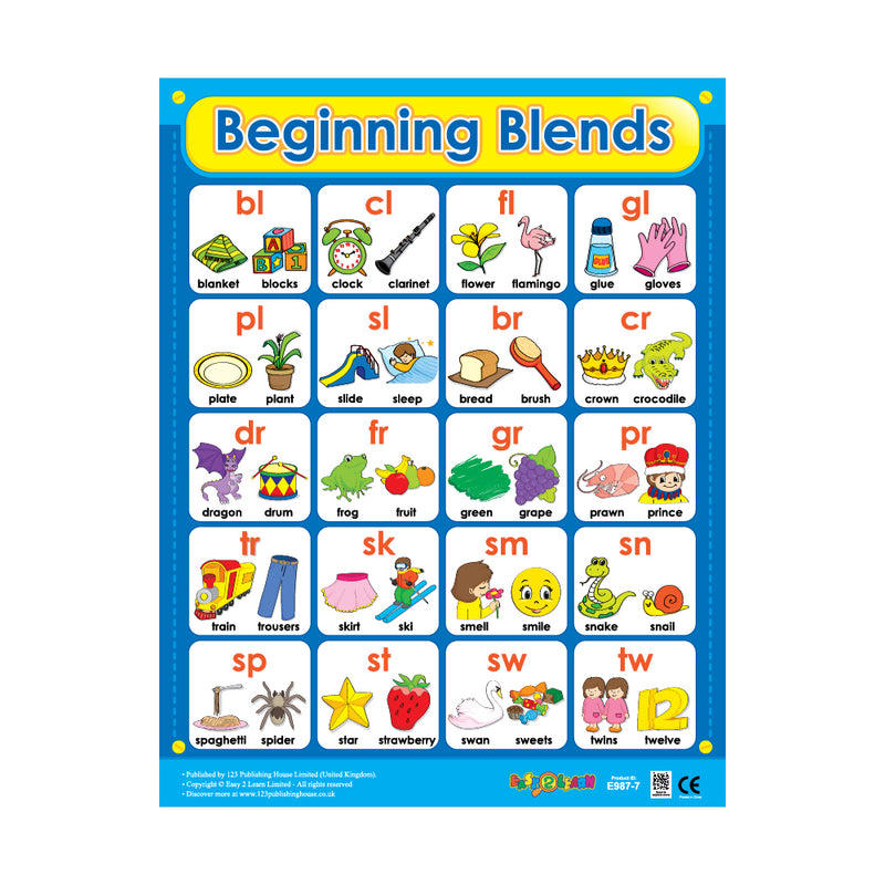 Blends & Digraphs (6 Wall Charts) - Educational Wall Chart Pack in Eng