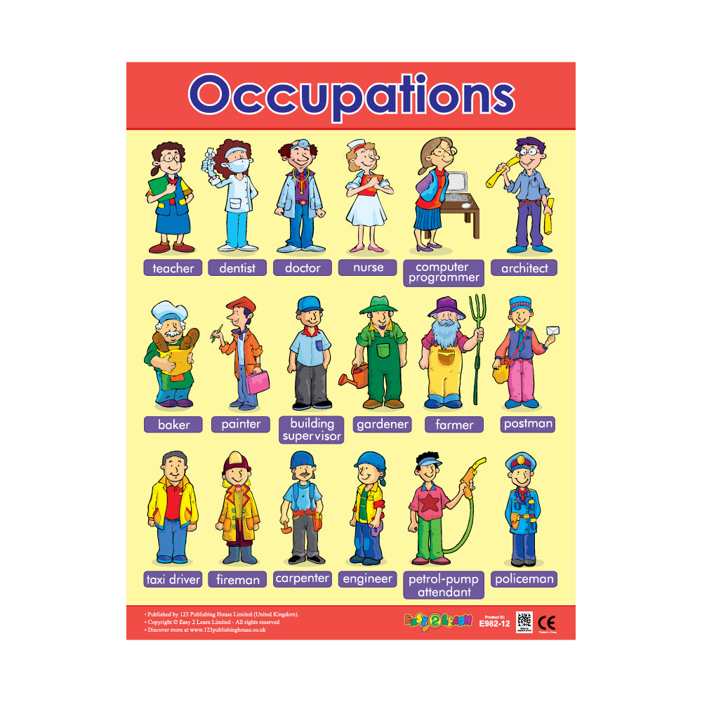 Bright & Fun Occupation Chart for Kids – Educational Wall Poster